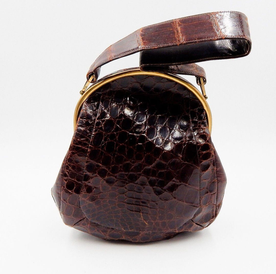 Deitsch Alligator Dome Purse Handbag Hinge Clasp Coin Purse Mirror ...