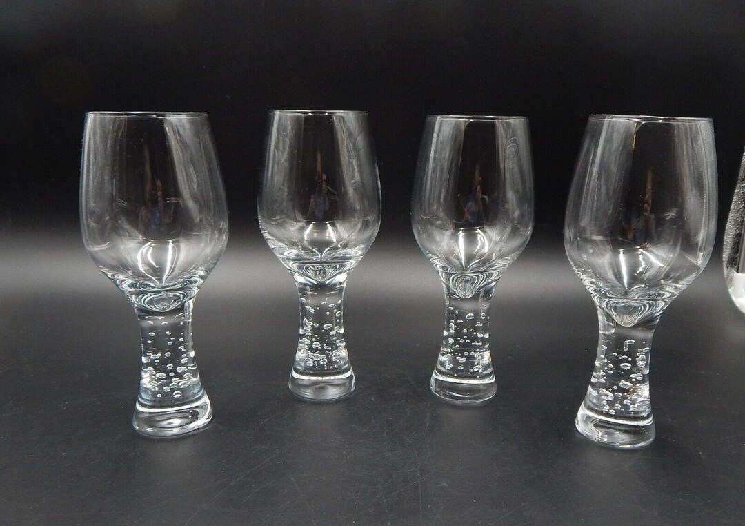 Pier 1 One Imports Bubble Stem Wine Glasses Clear Glassware Set of 4 ...