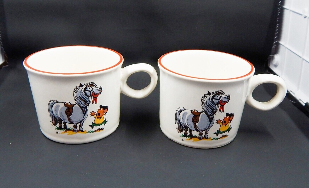 Pfaltzgraff USA Norman Thelwell Horse Ribbon Cartoon Childs Cup Mug 6oz ...