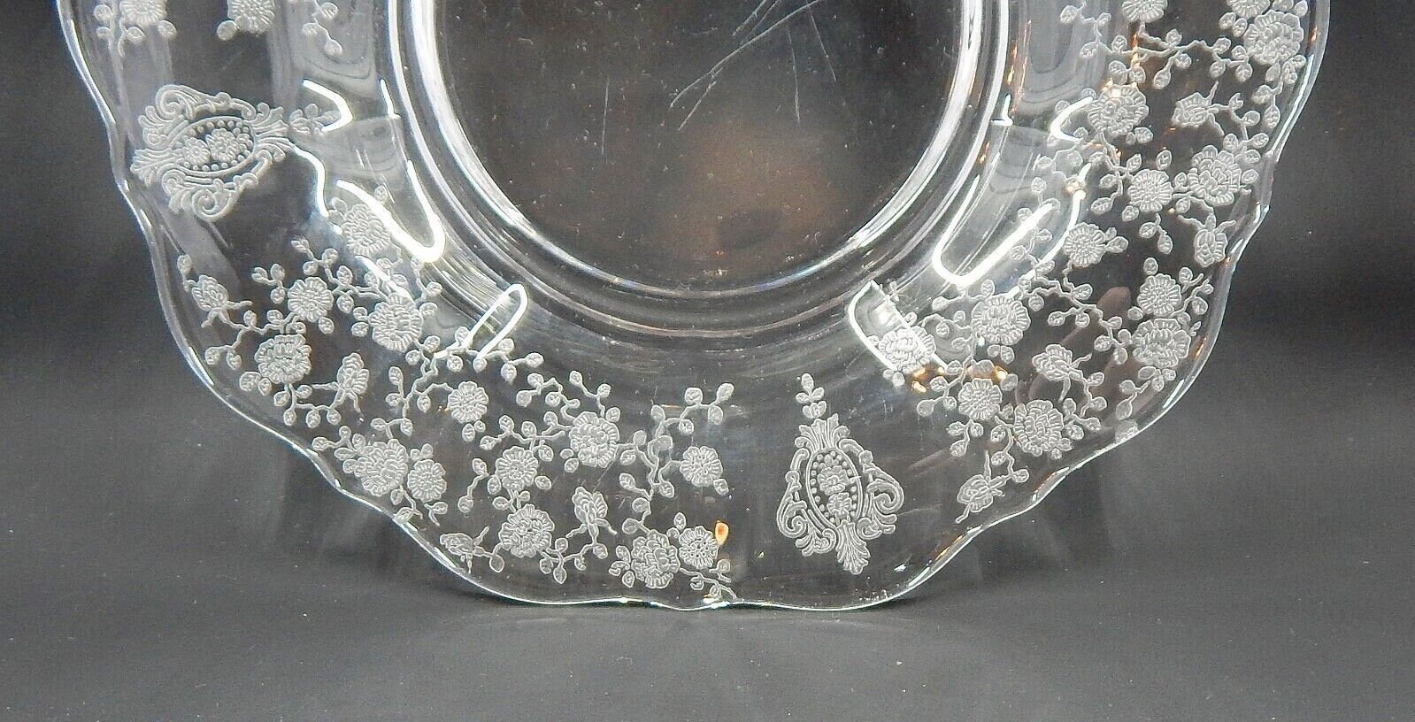 Cambridge Rose Point Pattern Etched Clear Glass Underplate 7 Inch - Etsy