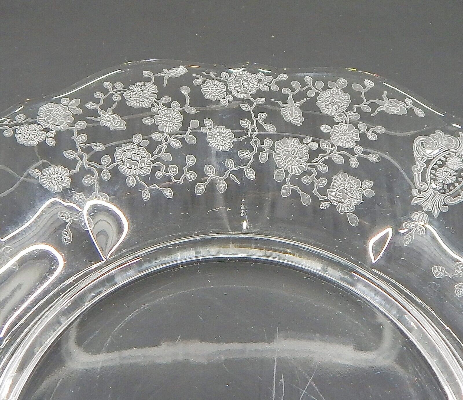 Cambridge Rose Point Pattern Etched Clear Glass Underplate 7 Inch - Etsy