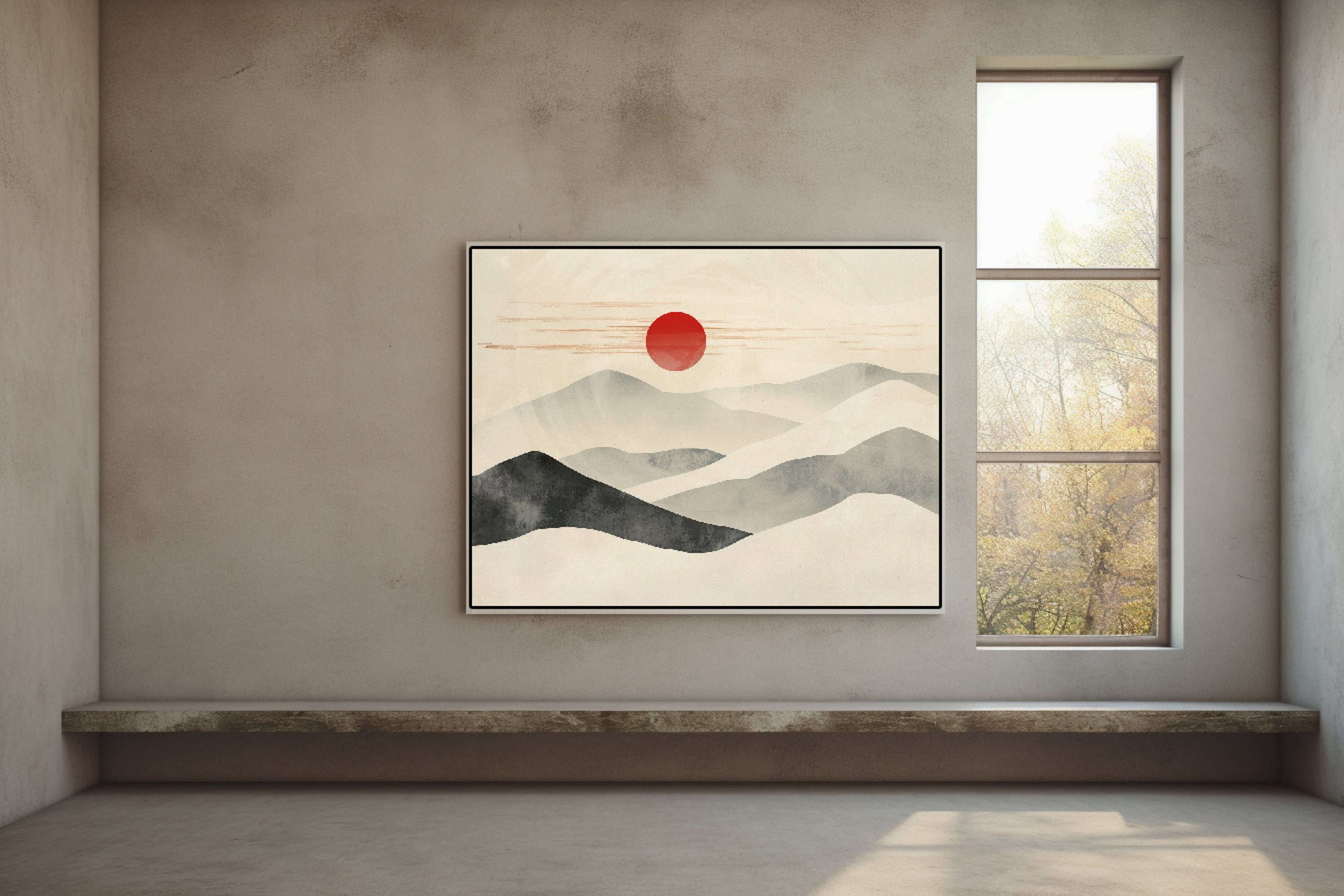 Mountain Sun | Zen Wall Art, Japandi Decor, Japanese Wall Art ...