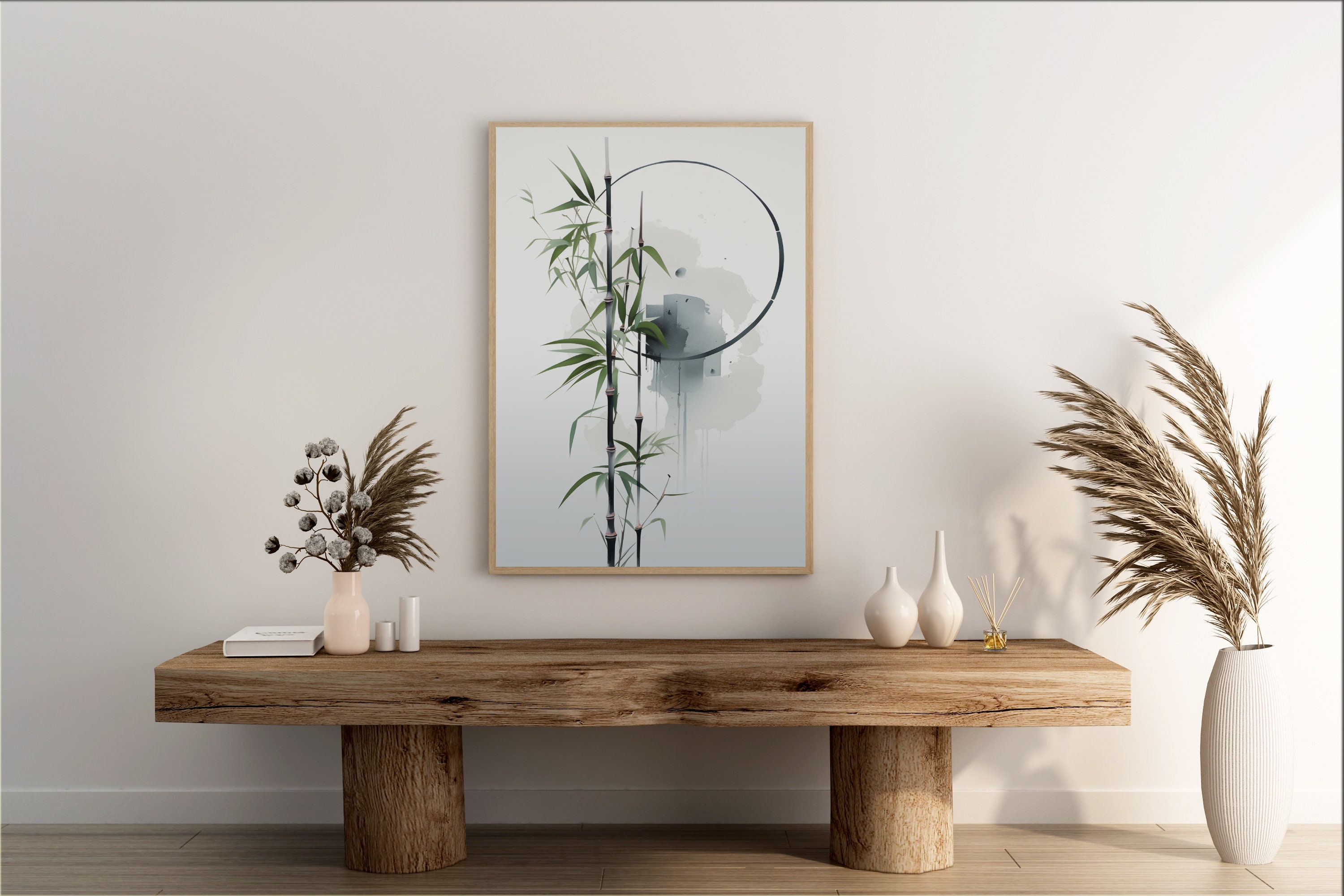 Bamboo Wall Art Set of 2 Zen Wall Art, Japandi Decor, Minimalist ...