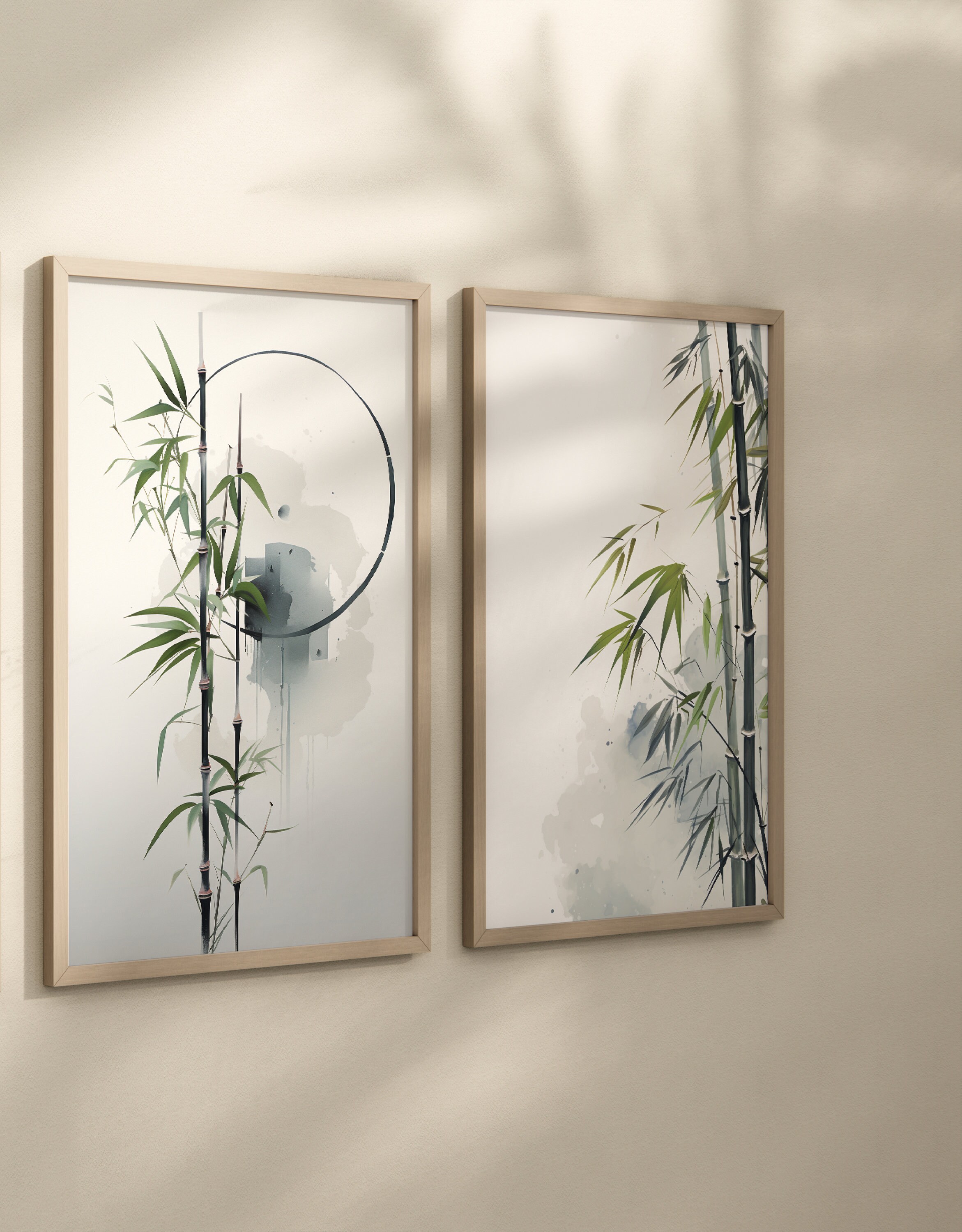 Bamboo Wall Art | Set of 2 Zen Wall Art, Japandi Decor, Minimalist ...