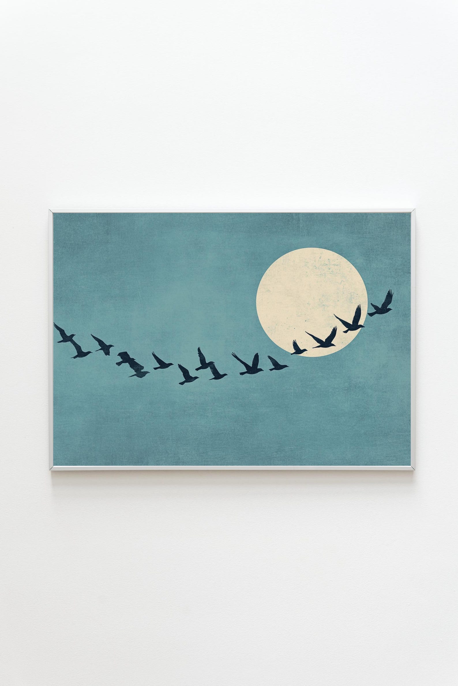 Blue Sky & Birds Wall Art | Japandi Zen Decor, Minimalist Birds Print ...