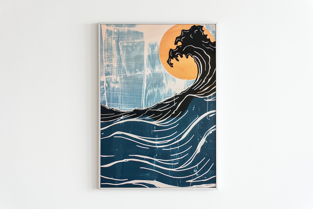 Wild Wave | Japandi Decor, Linocut Print, Ukiyoe Poster,zen Wall Art ...