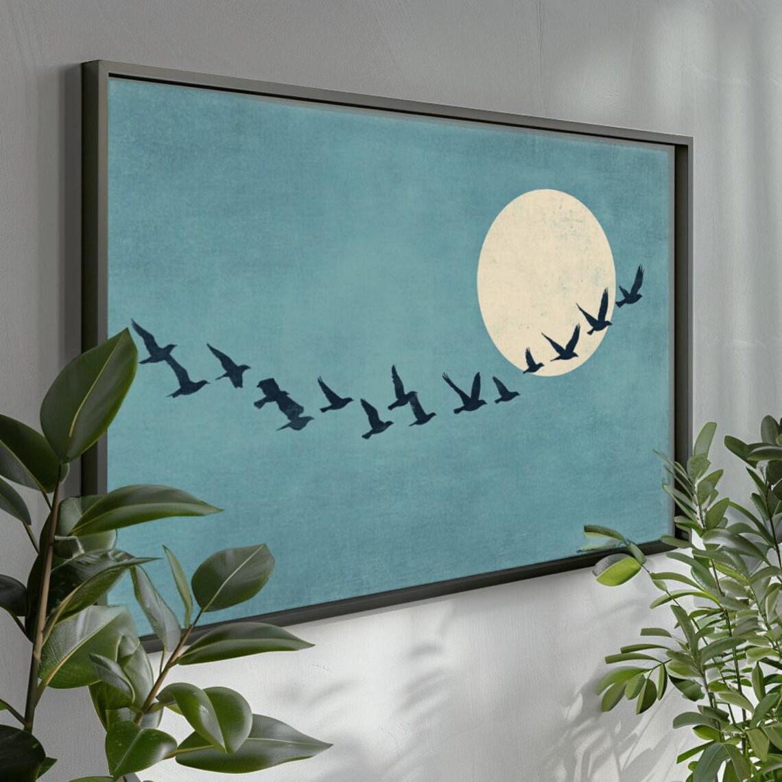 Blue Sky & Birds Wall Art | Japandi Zen Decor, Minimalist Birds Print ...