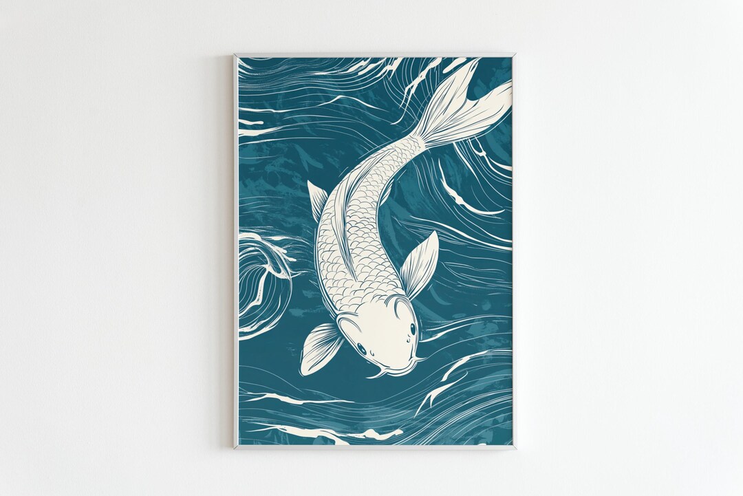 Ukiyo-e Koi Fish | Woodblock Print, Linocut Print, Ukiyoe Poster ...