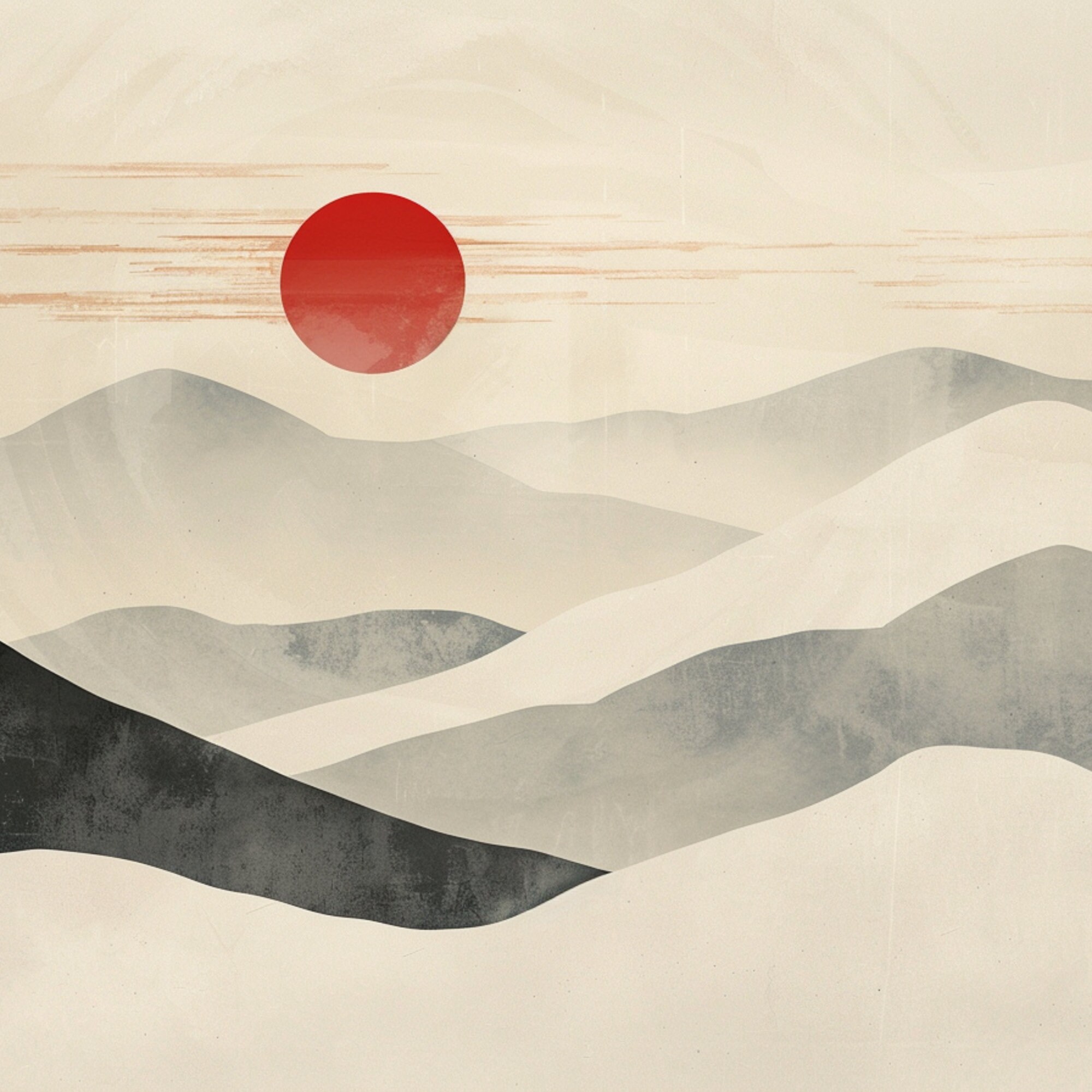 Mountain Sun | Zen Wall Art, Japandi Decor, Japanese Wall Art ...
