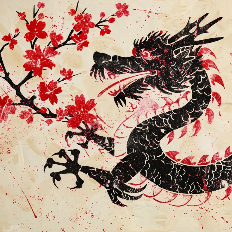 Blossom Dragon | Japanese Wall Art, Traditional Japanese, Oriental ...