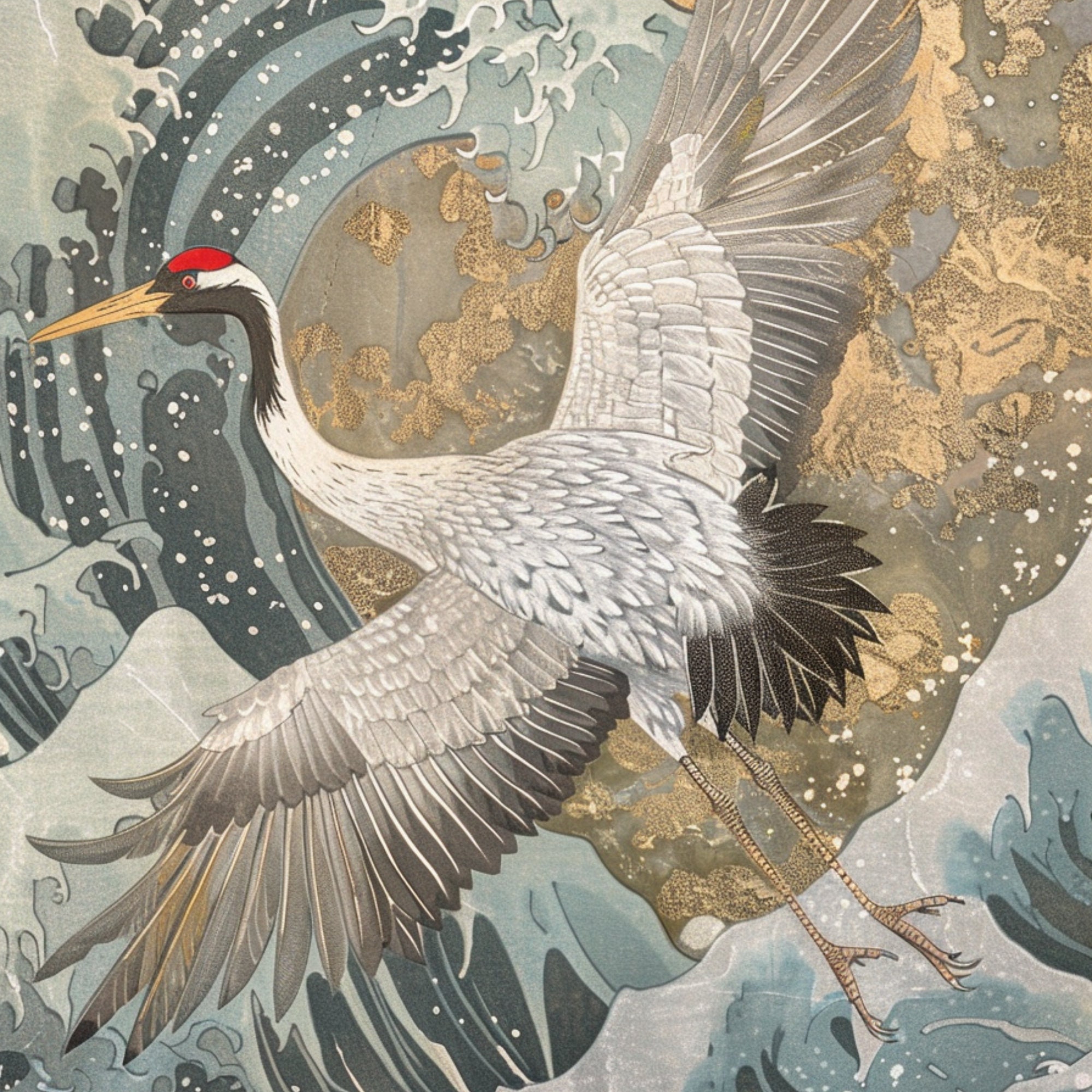 Japanese Crane Print | Japandi Decor, Ukiyoe Poster, Zen Wall Art ...