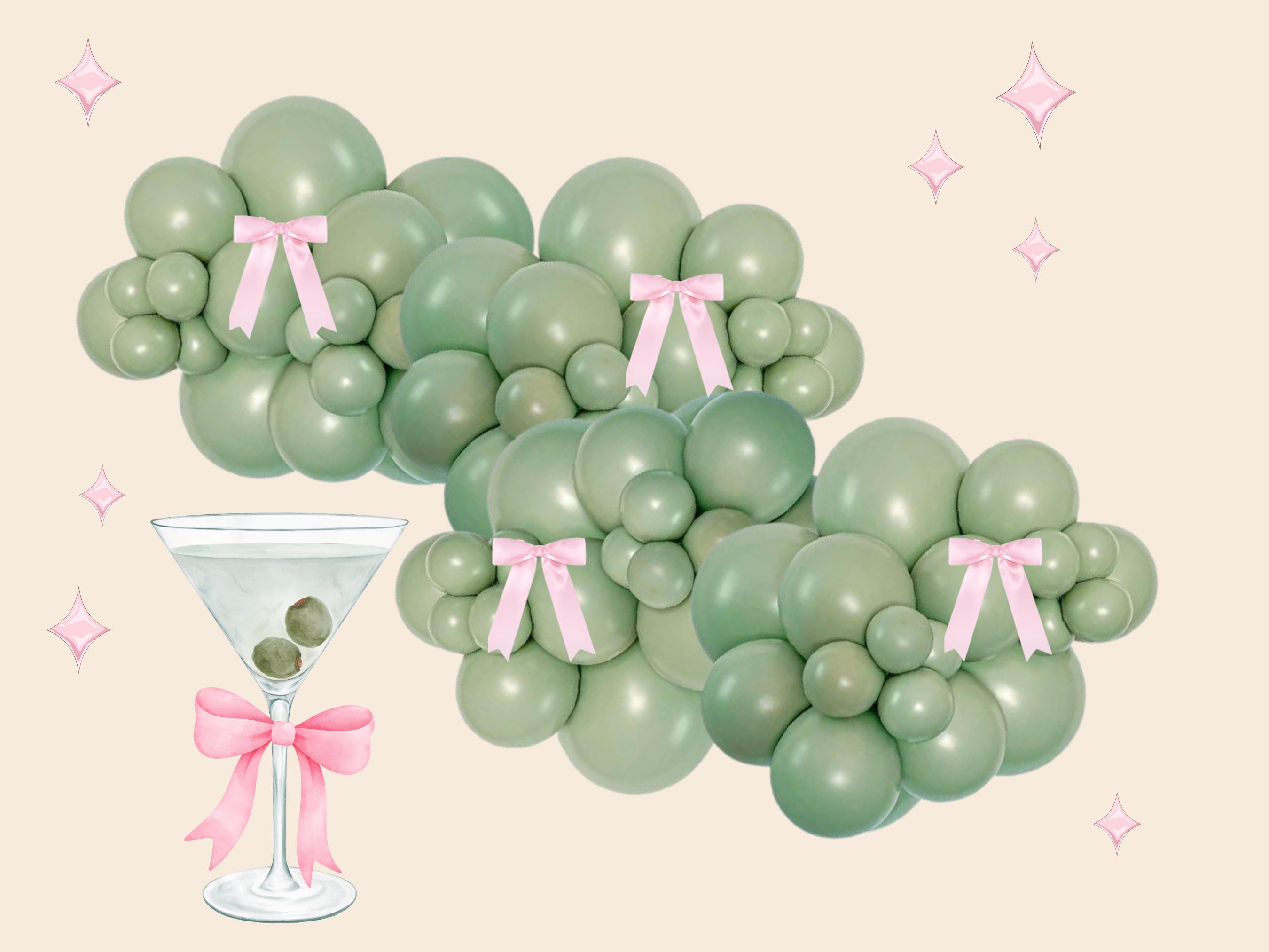 DIY Luxe A Tini Bit Older Theme Balloon Garland Arch Martini Green ...