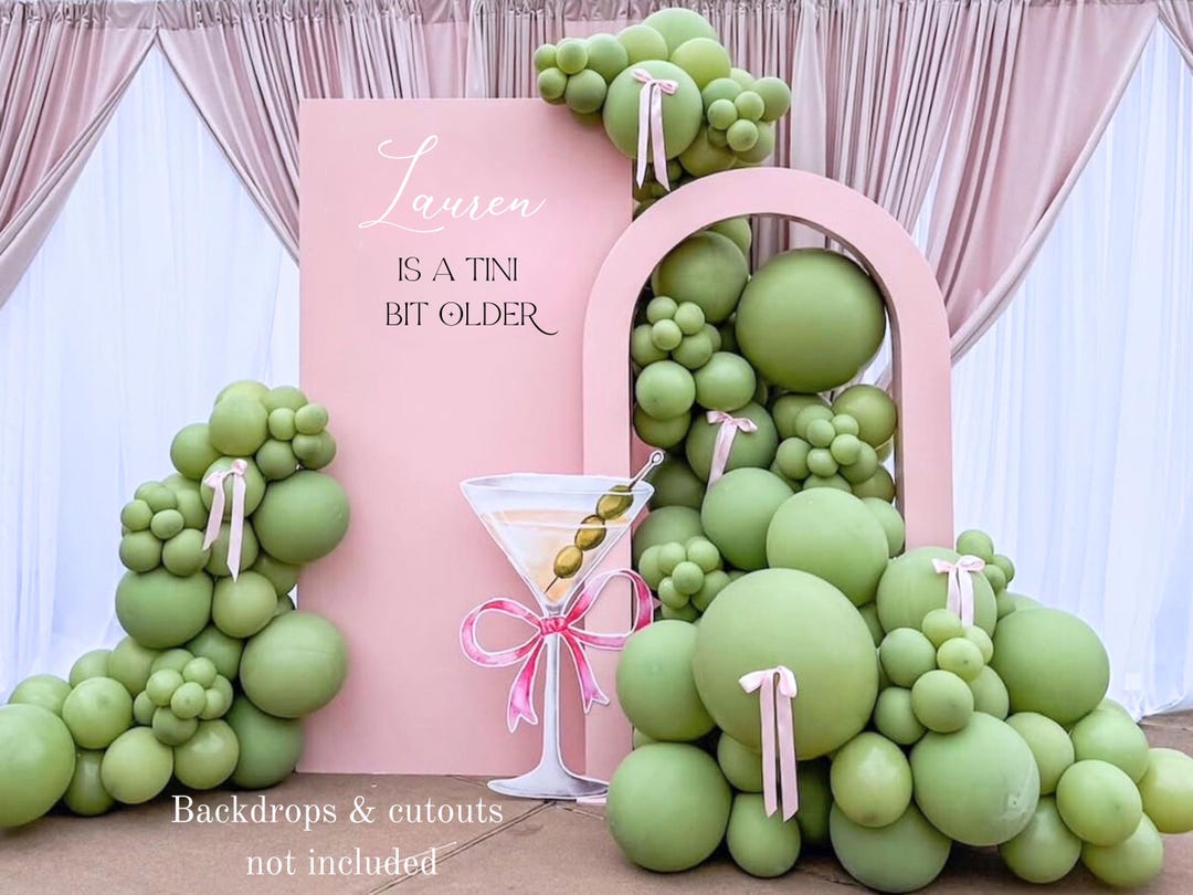 DIY Luxe A Tini Bit Older Theme Balloon Garland Arch Martini Green Birthday High Quality Latex ...