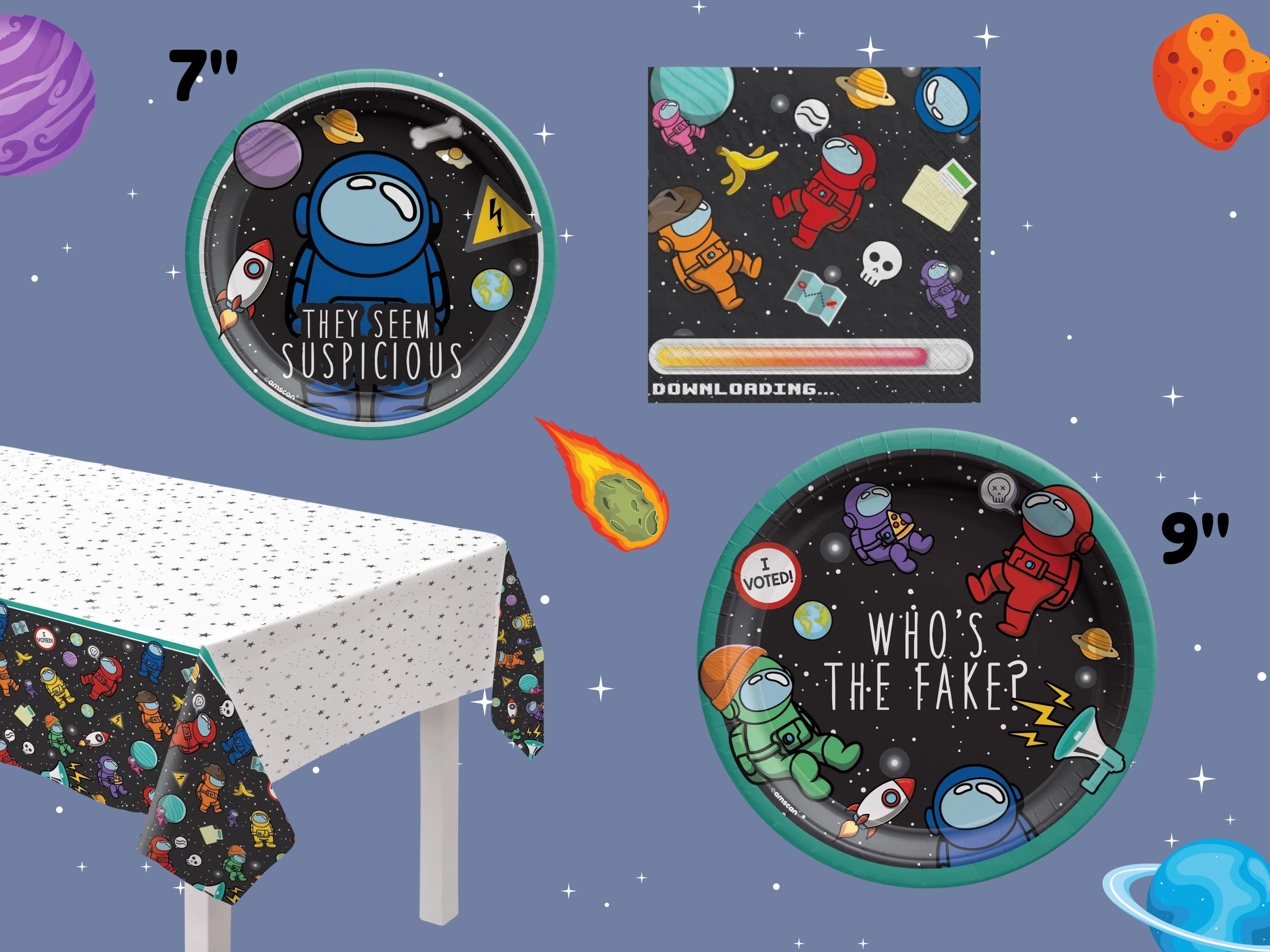 Spies in Space Round Plates Among Us Birthday Party Supplies Table ...
