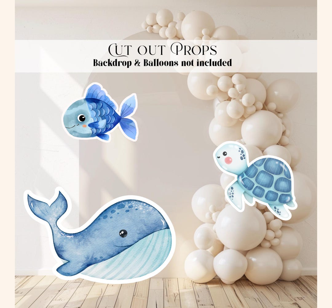 Oneder the Sea Theme Cut Out Props Sea Animals Birthday Balloon Garland ...