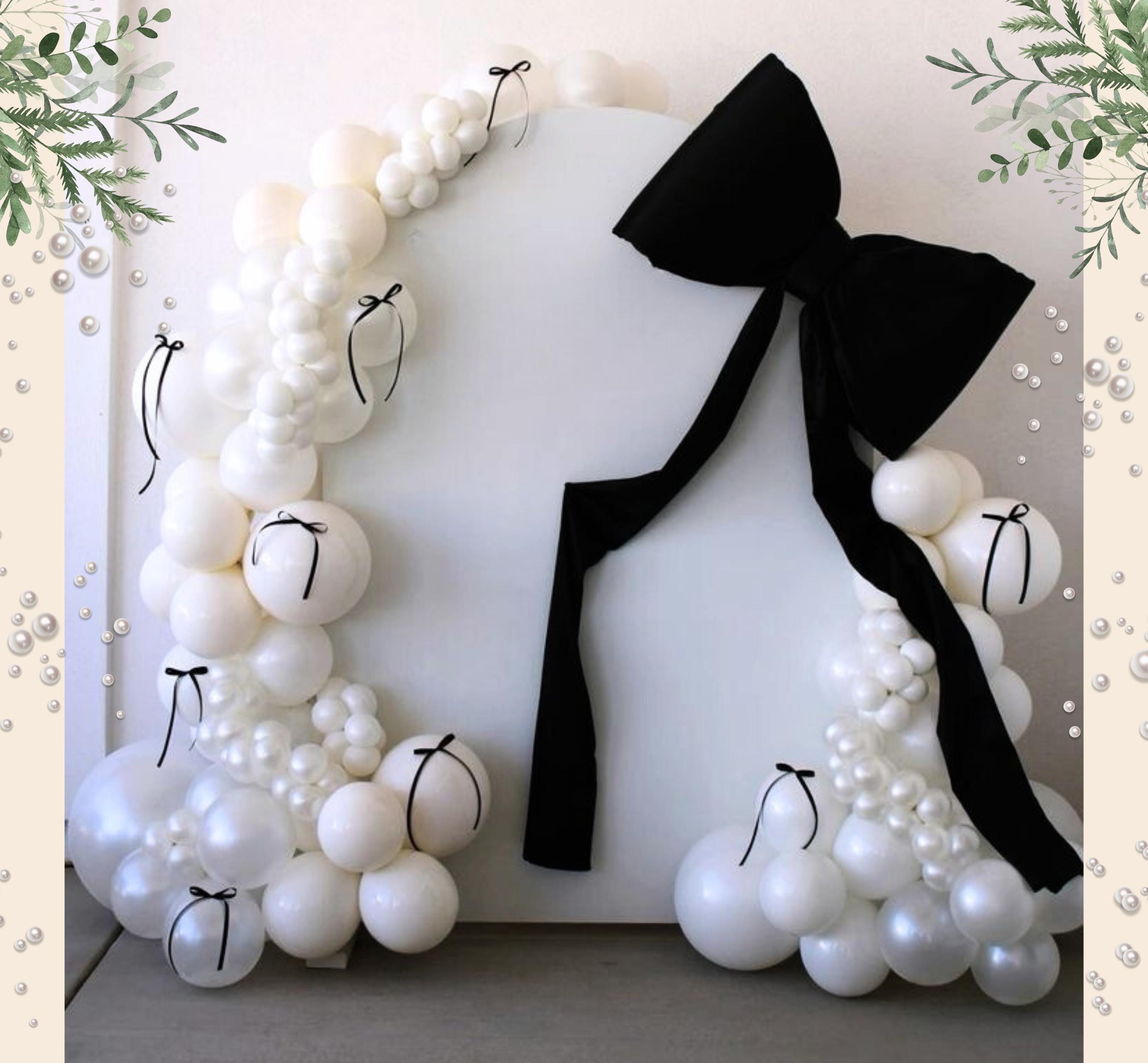 Lux Pearl Bow Balloon Arch Garland Kit Bridal Shower White Tying the ...