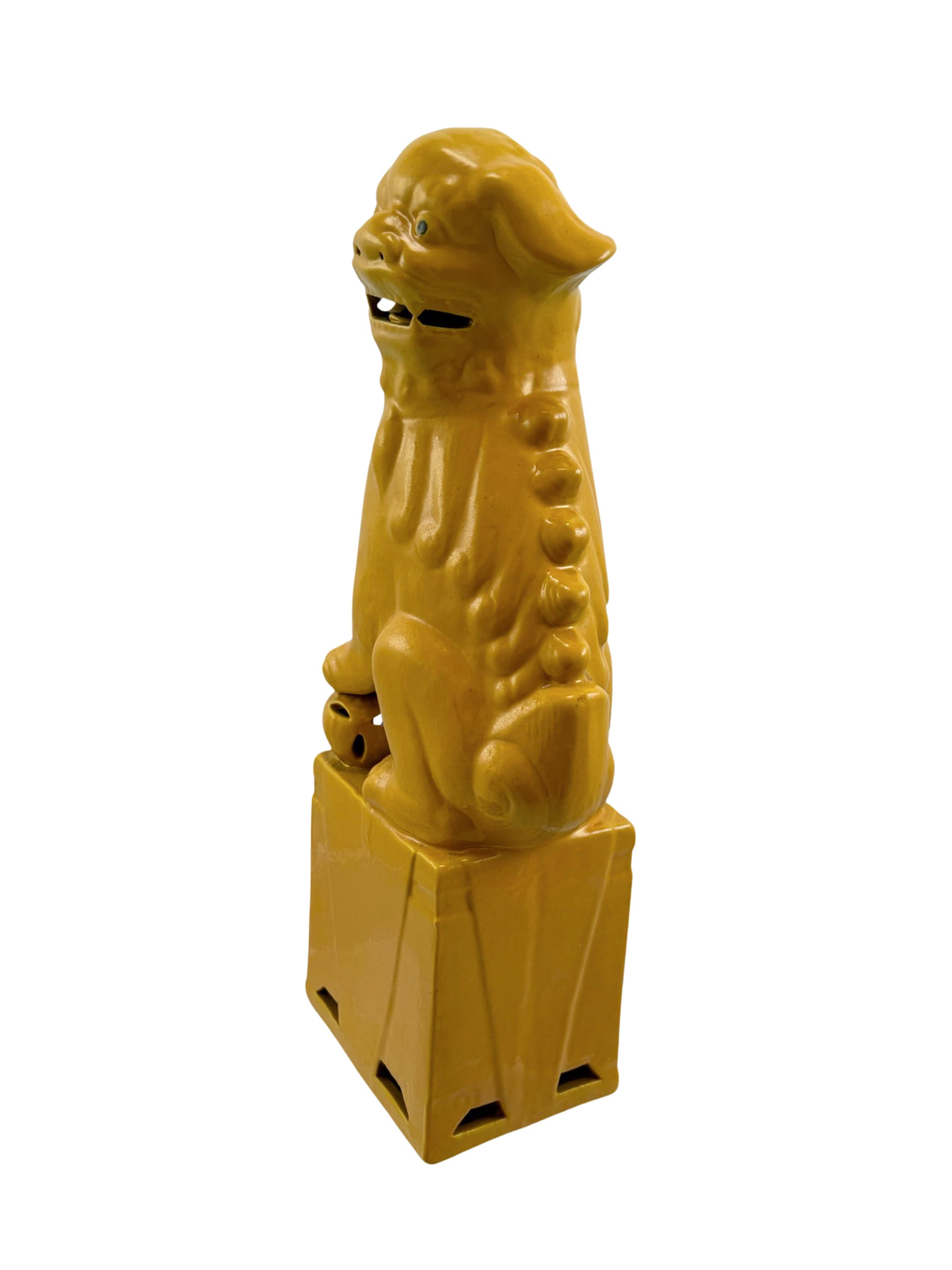 Vintage Dragon Foo Dog Chinese Figurine Yellow. - Etsy