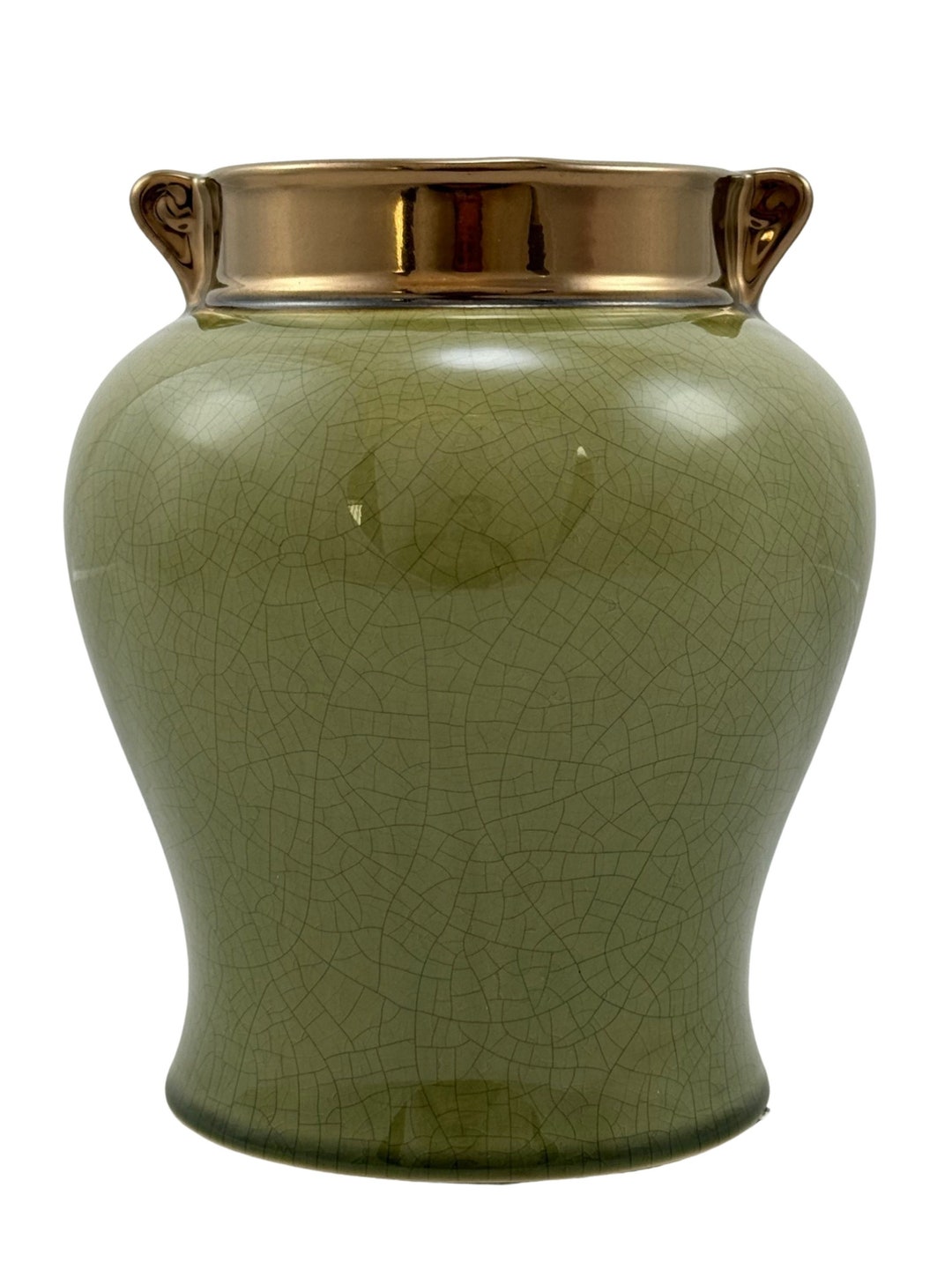 Green Crackle Jar With Bronze Glaze - Etsy