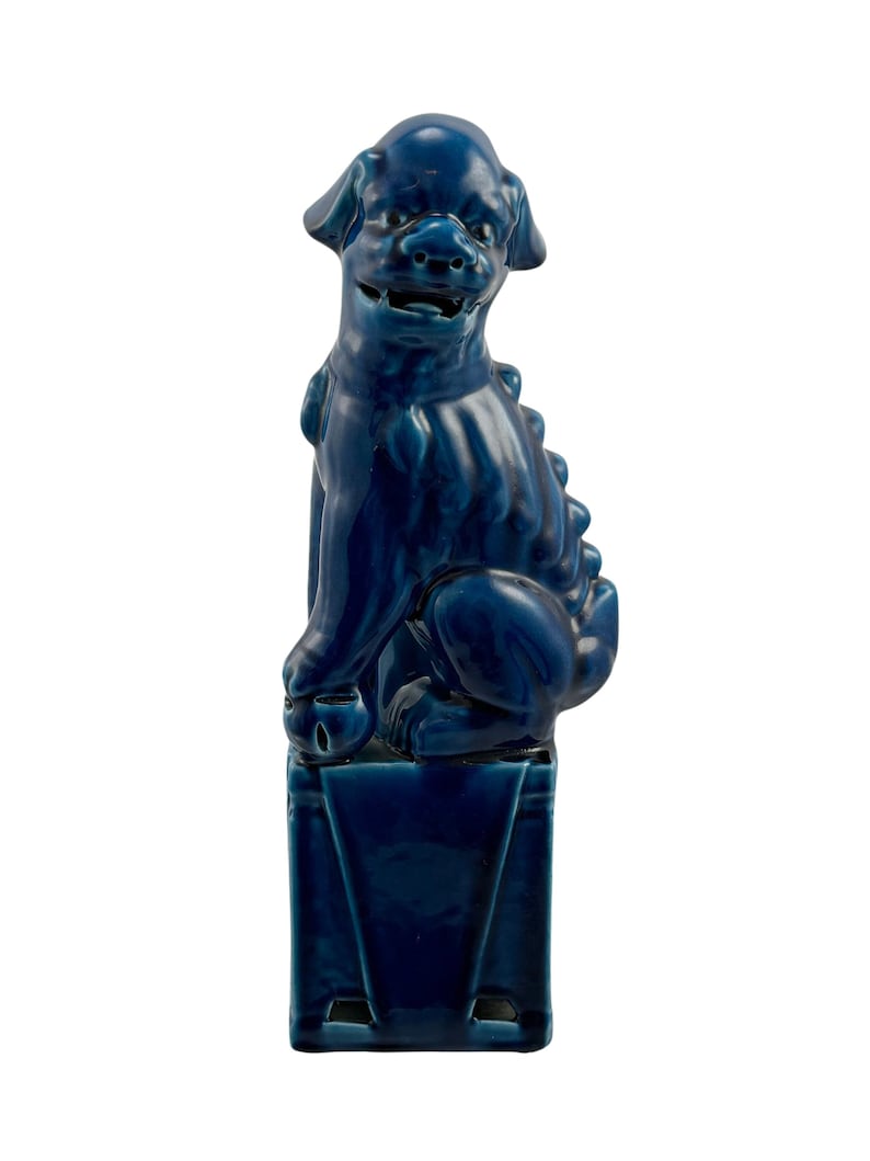 Vintage Chinese Dragon Foo Dog Figurine Midnight Blue - Etsy