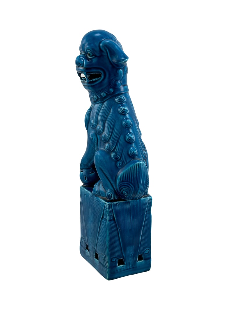 Vintage Chinese Dragon Foo Dog Figurine Royal Blue - Etsy