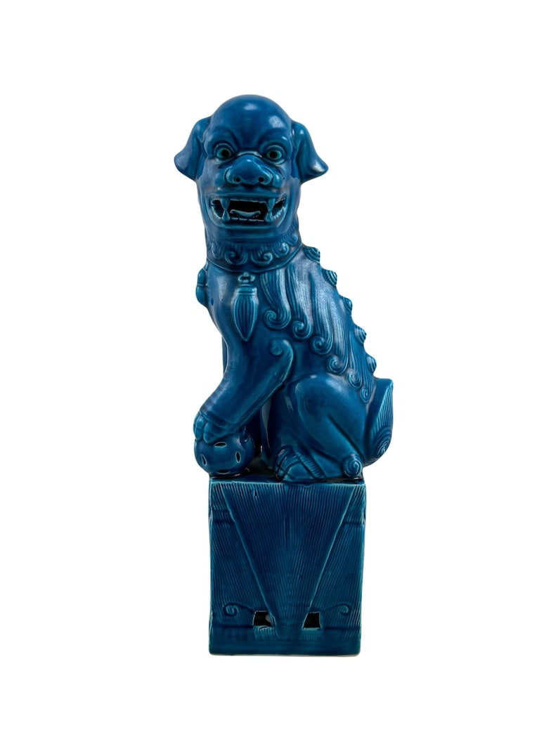 Vintage Chinese Dragon Foo Dog Figurine Royal Blue - Etsy