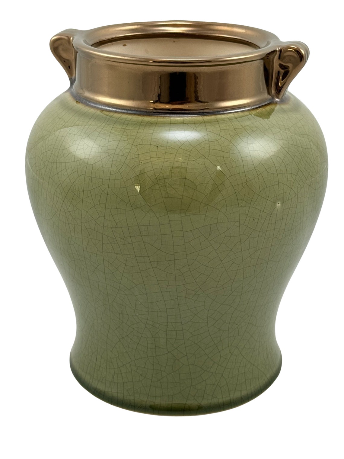 Green Crackle Jar With Bronze Glaze - Etsy