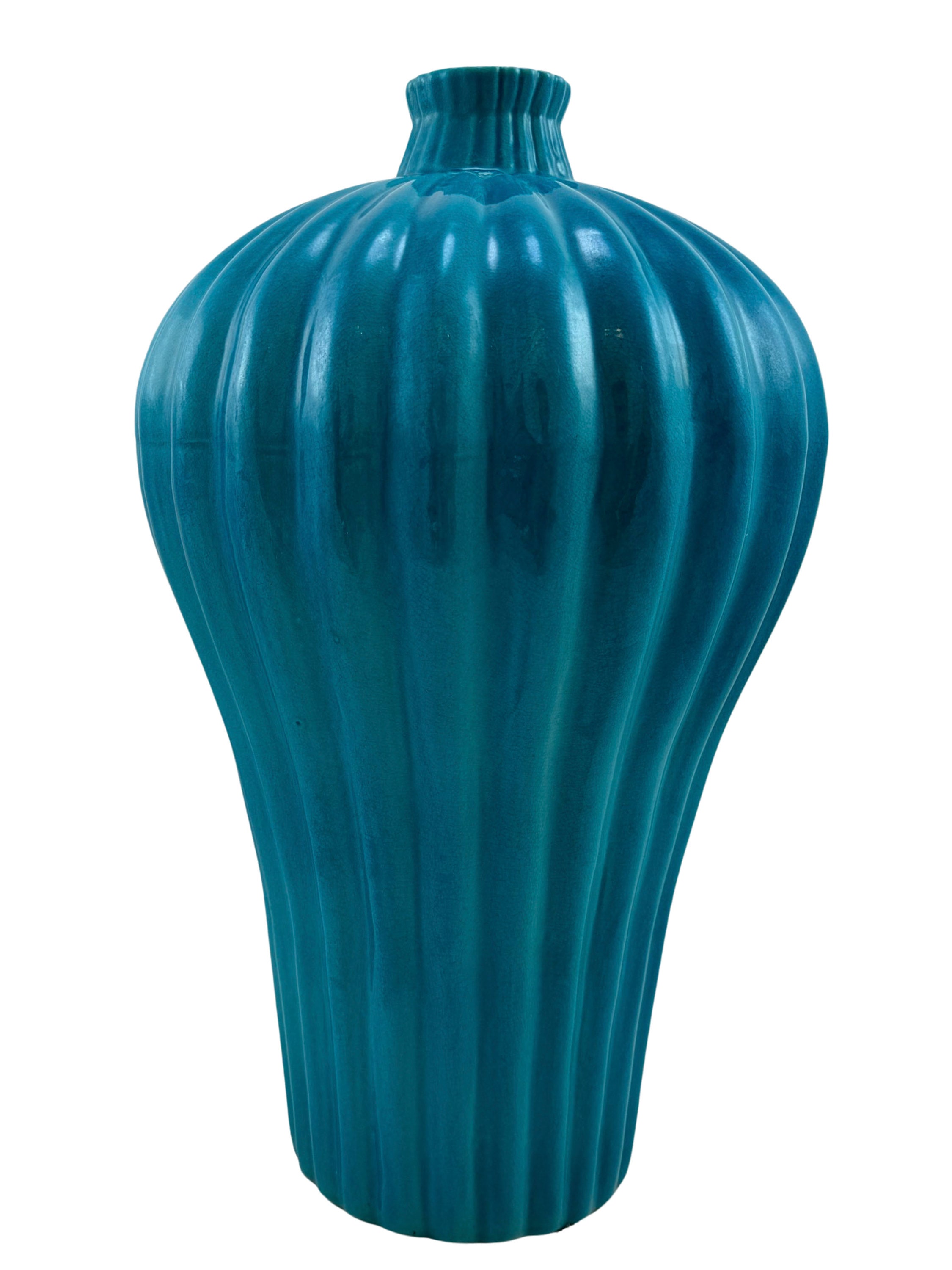 Fluted Plum Vase - Dark Capri Blue - Etsy