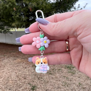 Corgi Gardens Cute Keychain Oval Ring Dog Lovers Puppy Gift Ideas Clasp ...