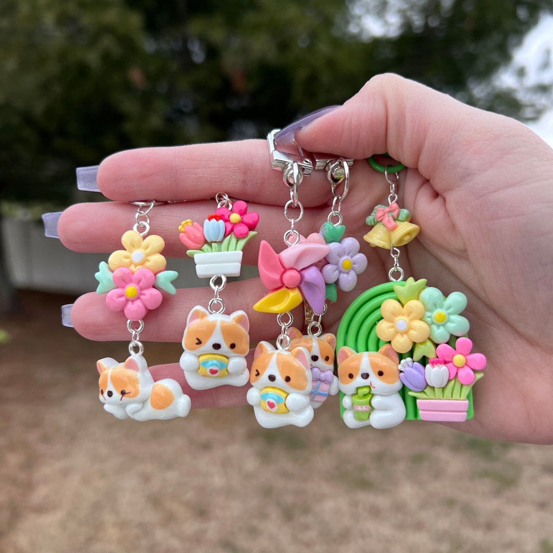 Corgi Gardens Cute Keychain Oval Ring Dog Lovers Puppy Gift Ideas Clasp ...