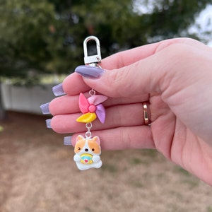 Corgi Gardens Cute Keychain Oval Ring Dog Lovers Puppy Gift Ideas Clasp ...