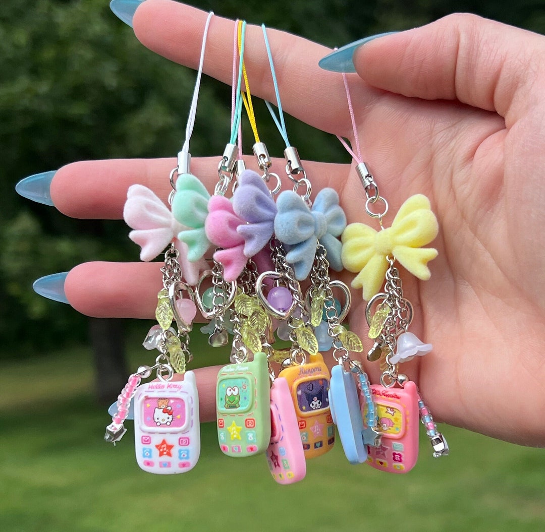 Sansan Phone Charm Handmade Purple Keychain Beaded Cute Kawaii Charm ...