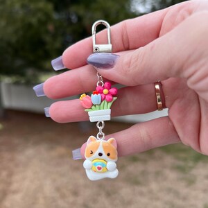 Corgi Gardens Cute Keychain Oval Ring Dog Lovers Puppy Gift Ideas Clasp ...