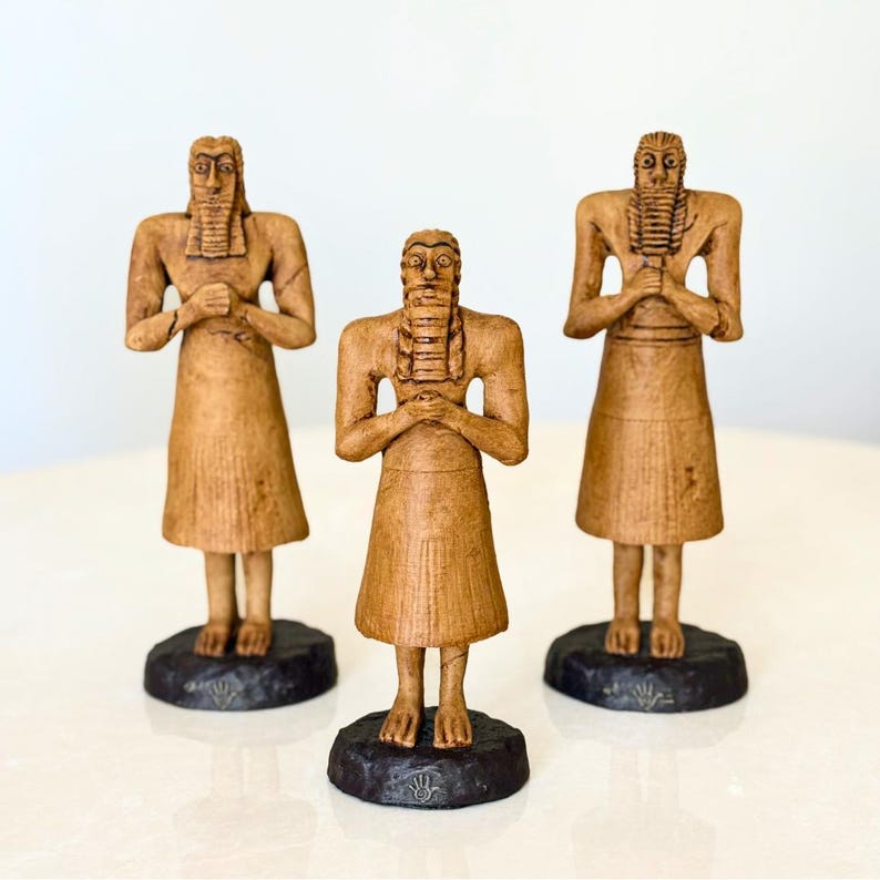 Tell Asmar Sumerian Worshipper Trio – Ancient Mesopotamian Votive ...