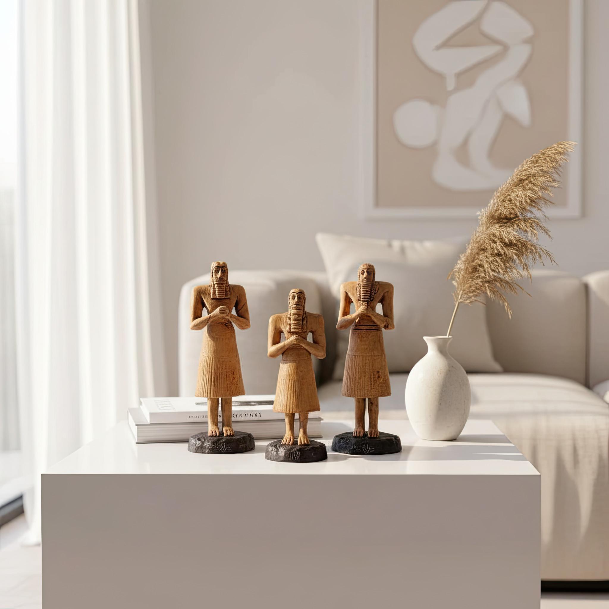 Tell Asmar Sumerian Worshipper Trio – Ancient Mesopotamian Votive ...