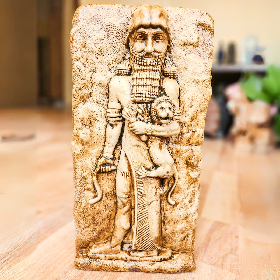 Sumerian King Gilgamesh Relief, Gilgamesh Tablet Sculpture ...