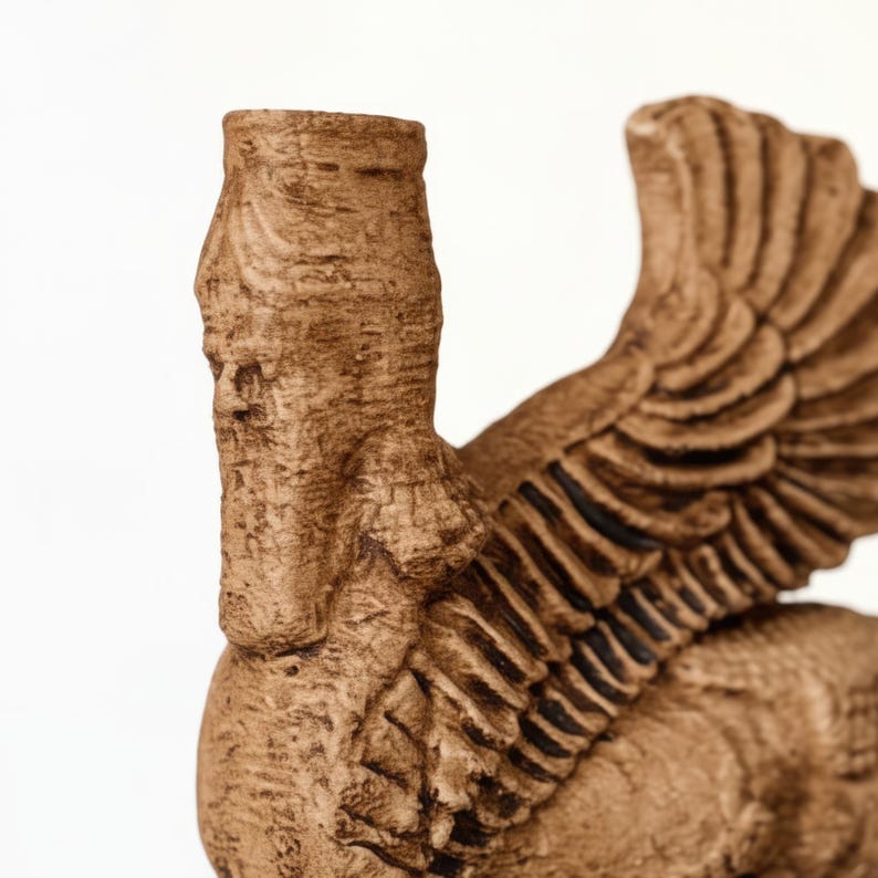 Assyrian Lamassu Statue: Mesopotamian Winged Bull Guardian Sculpture ...