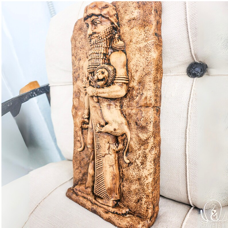 Gilgamesh Tablet Sculpture: Hand-painted Sumerian Relief Art - Etsy