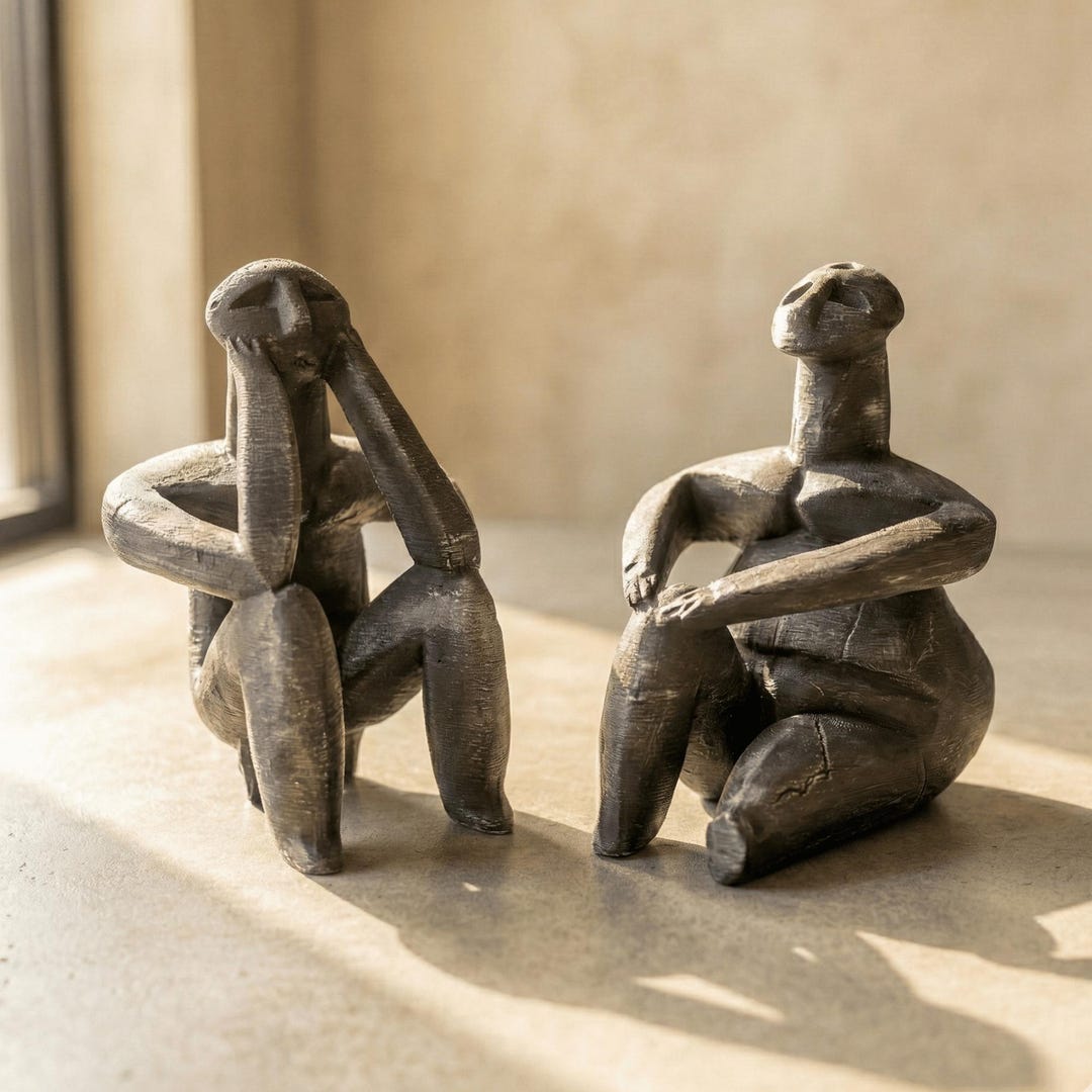 Thinker of Hamangia and Sitting Woman Figurine Set – Neolithic ...