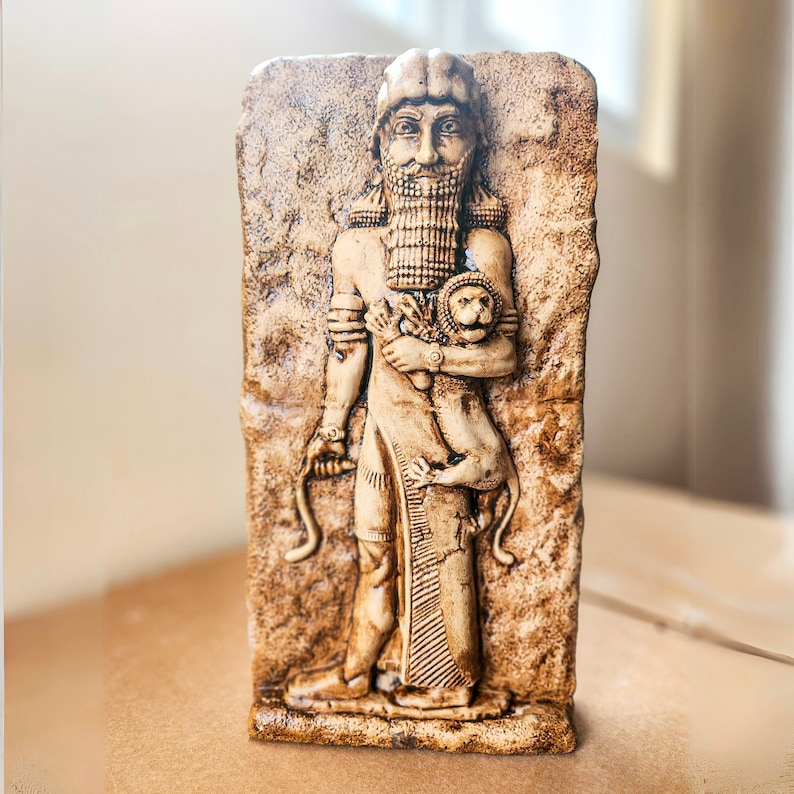 Sumerian King Gilgamesh Relief, Gilgamesh Tablet Sculpture ...