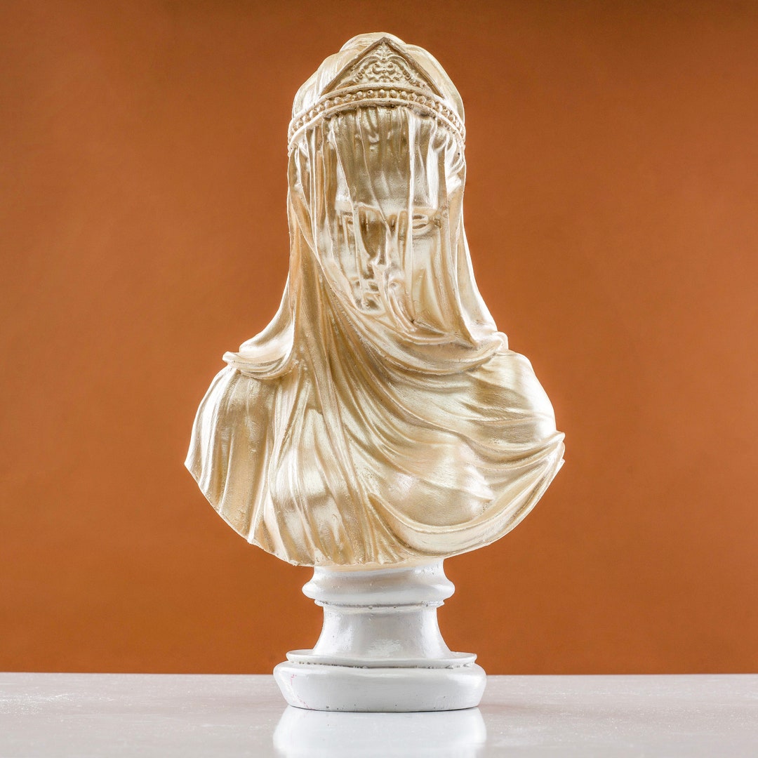 Champagne Veiled Virgin Mary Bust Statue, Mother Mary Sculpture ...
