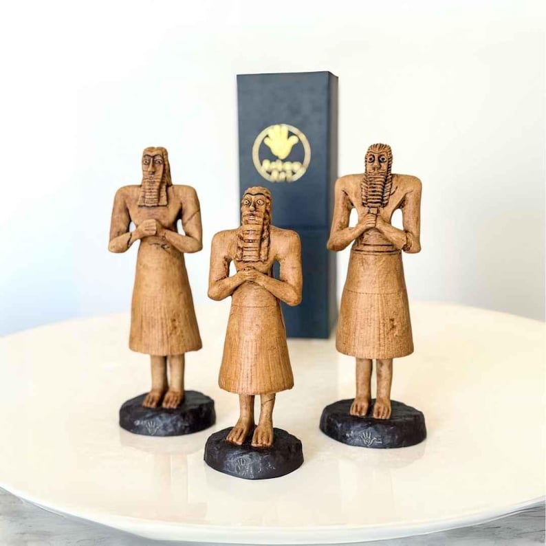 Tell Asmar Sumerian Worshipper Trio – Ancient Mesopotamian Votive ...