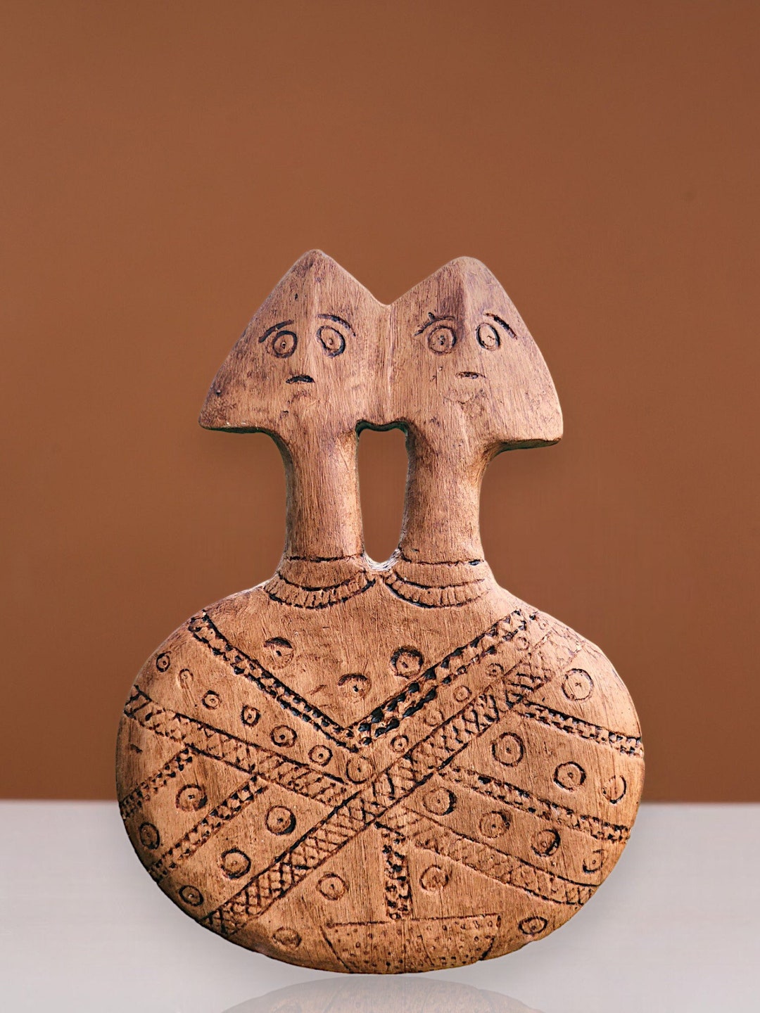 Twin-headed Idol Figurine, Ancient Anatolian Replica, Handmade Cultural ...