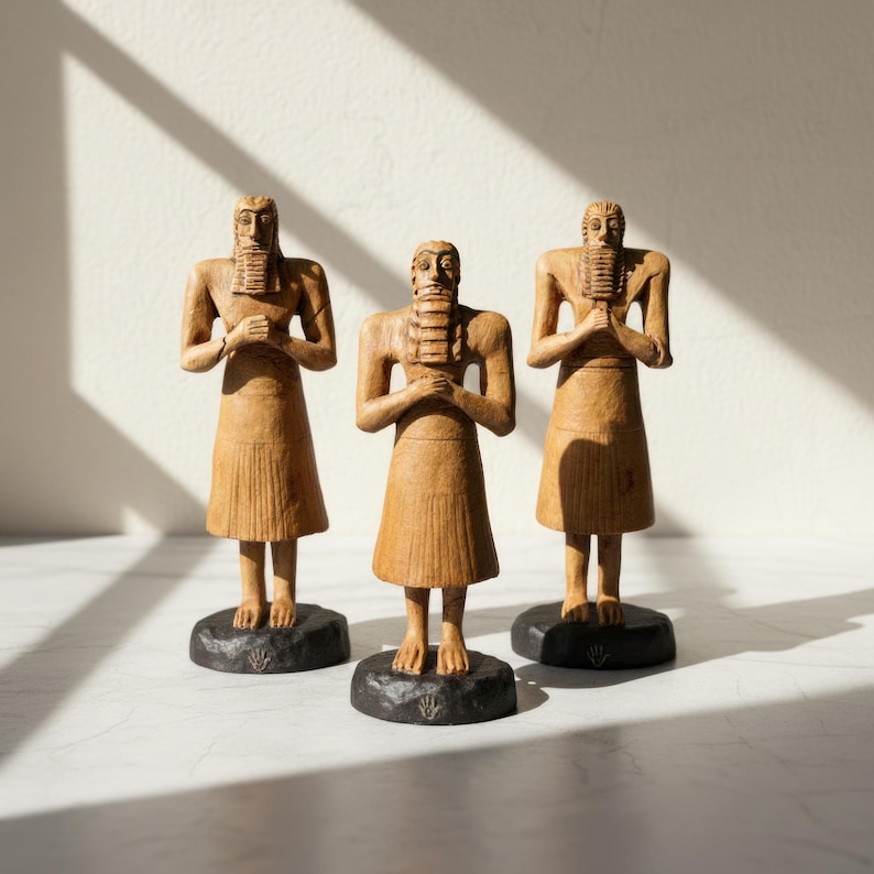 Tell Asmar Sumerian Worshipper Trio – Ancient Mesopotamian Votive ...