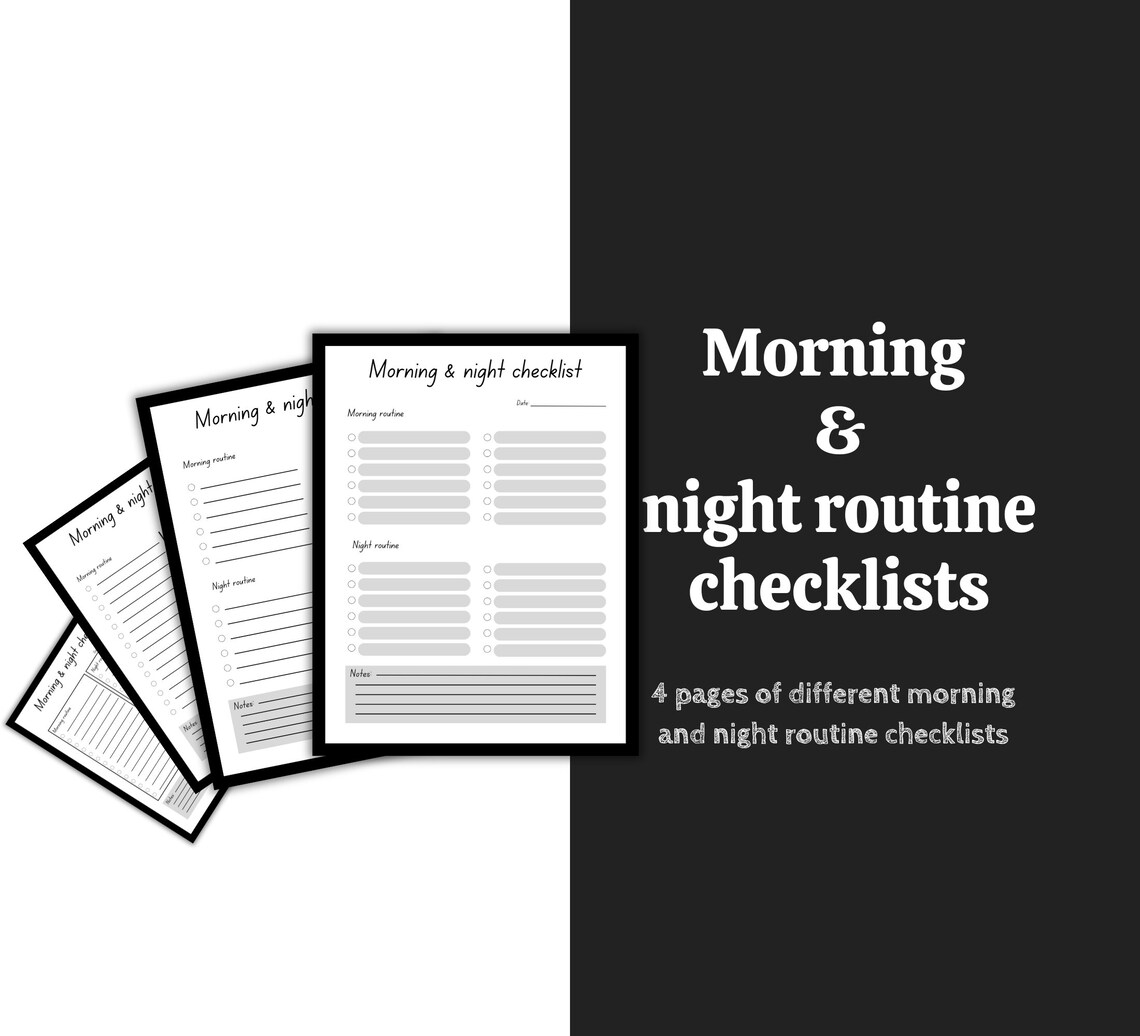 Morning and Night Routine Checklist, Checklist Organizer, Routine ...