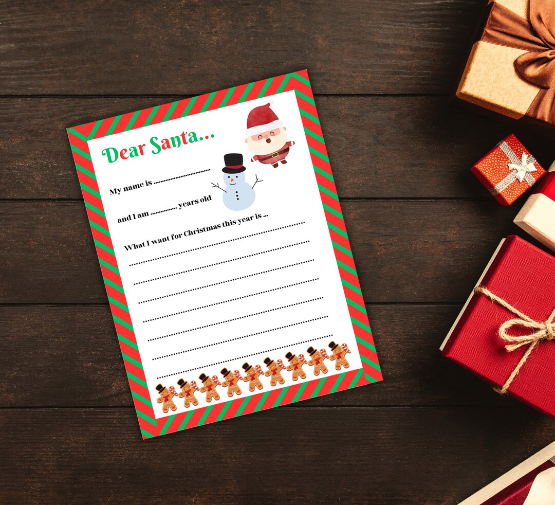 Letter to Santa/kids Christmas List/childrens Letter to Santa/holiday ...