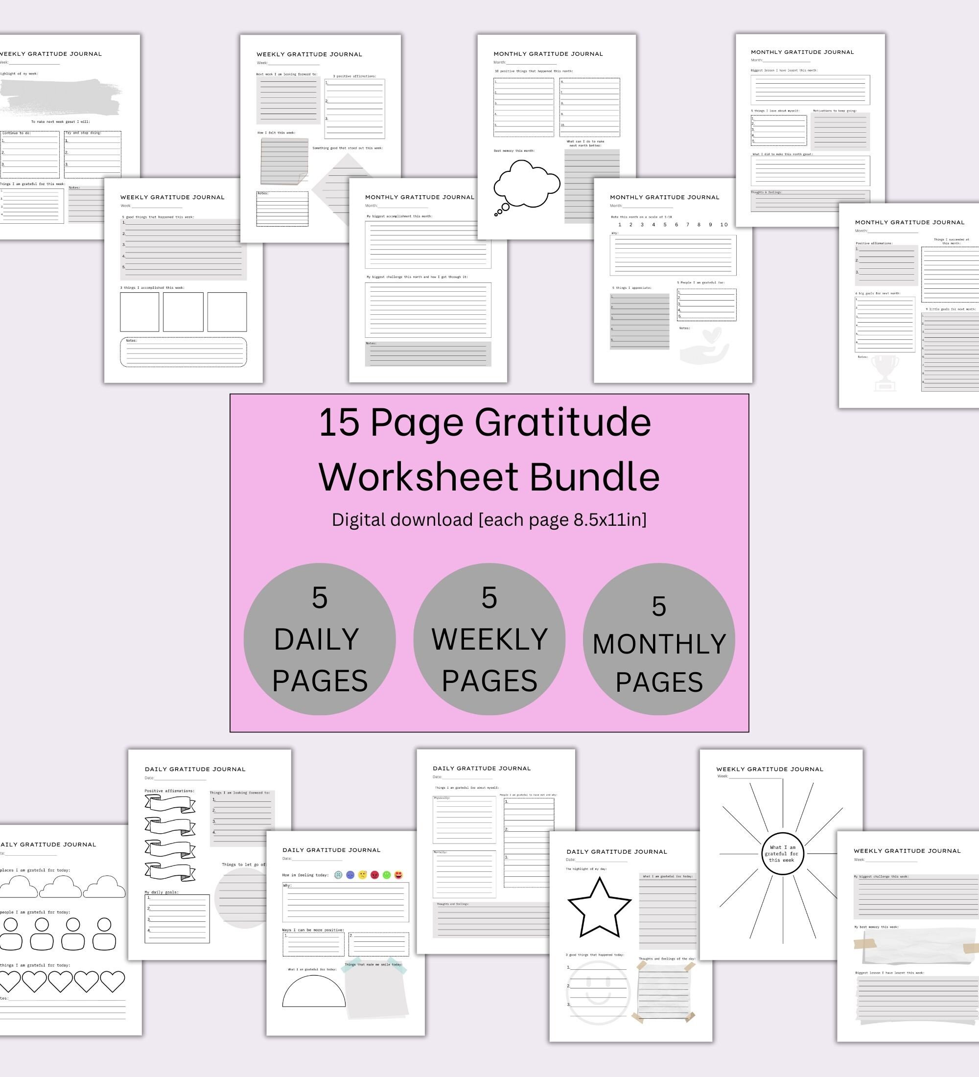 Printable Gratitude Worksheet Bundle/printable - Etsy