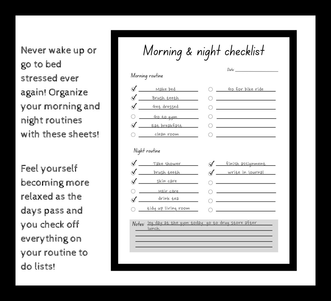 Morning and Night Routine Checklist, Checklist Organizer, Routine ...