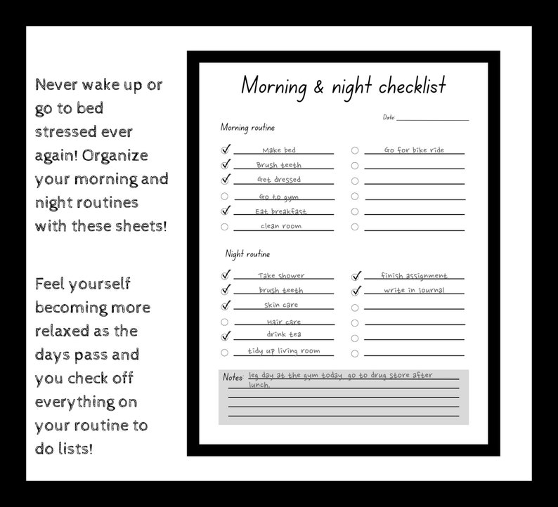 Morning and Night Routine Checklist, Checklist Organizer, Routine ...