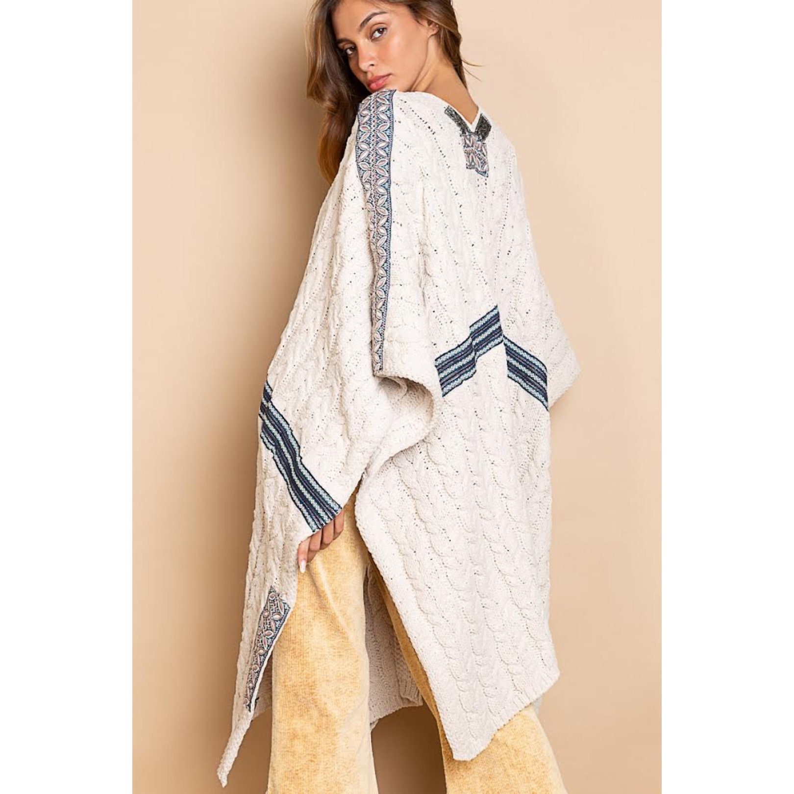 It’s A Wrap Open Front Chenille Cardigan Sweater Wrap With Trim Patch ...