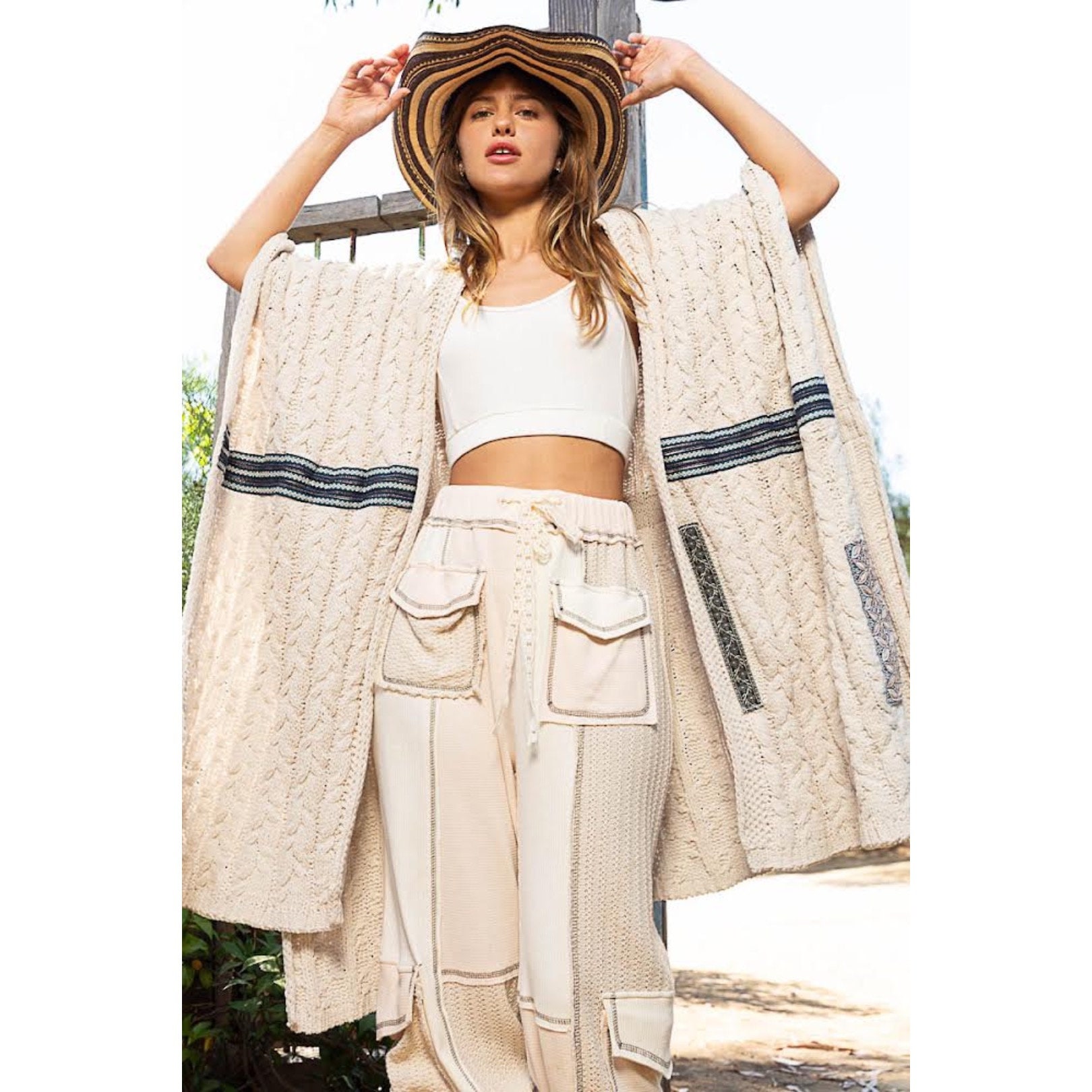 It’s A Wrap Open Front Chenille Cardigan Sweater Wrap With Trim Patch ...